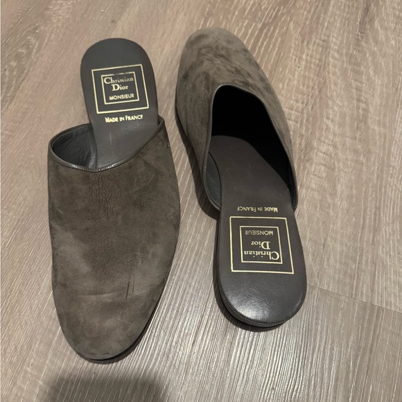 Dior | Shoes | Dior Grey Suede Mules | Poshmark